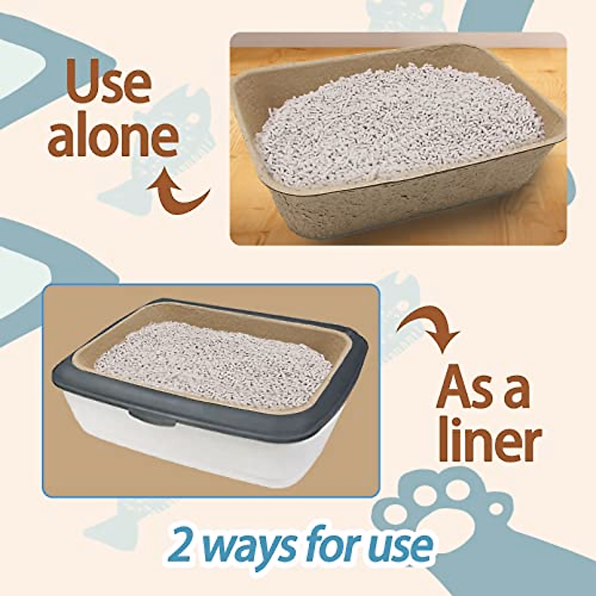 kathson 8 Pcs Disposable Litter Boxes for Cats Pet Paper Litter Tray Liner Disposable Litter Pan Travel Small Animal Potty for Kitten Puppy Hamster Guinea Pig Rabbit Bunny (16.14 x 12.2 x 3.7 inch)