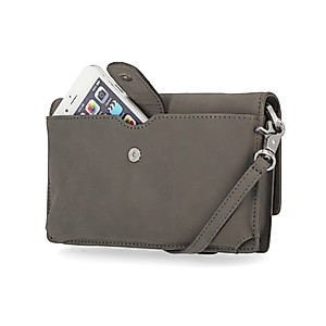 Timberland womens Wallet Purse RFID Leather Crossbody Bag, Castlerock (Nubuck), One Size US