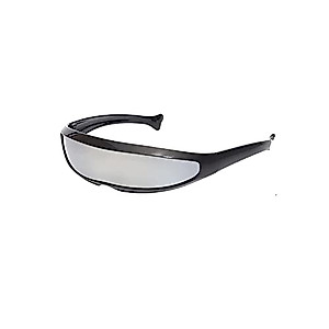 3 Pairs Futuristic Cyclops Cyberpunk Visor Sunglasses Mirrored Lens Narrow Sunglasses Personality Cosplay Costume Eyeglasses Photo Props Costume Eyewear Glasses Funny Party Mask Decoration, Rainbow
