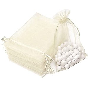 Akstore 100PCS 4x6 (10x15cm) Drawstring Organza Jewelry Favor Pouches Wedding Party Festival Gift Bags Candy Bags (Ivory)