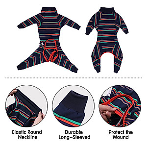 Dog Recovery Suit Abdominal Wound After Surgery Wear Prevent Licking Wounds E-Collar & Cone Alternatives Postoperative Shirt Dog Pajamas Long Sleeve Prevent Shedding (Large, Blue)