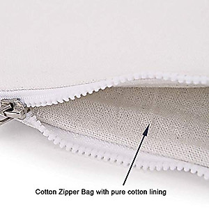 YINGKOR Cotton Canvas Zipper Cosmetic Bag Makeup Bags Tool Organizer with Cotton Lining 20x28cm, White, 7.87x11.02 inches, 20x28cm, Pack of 2