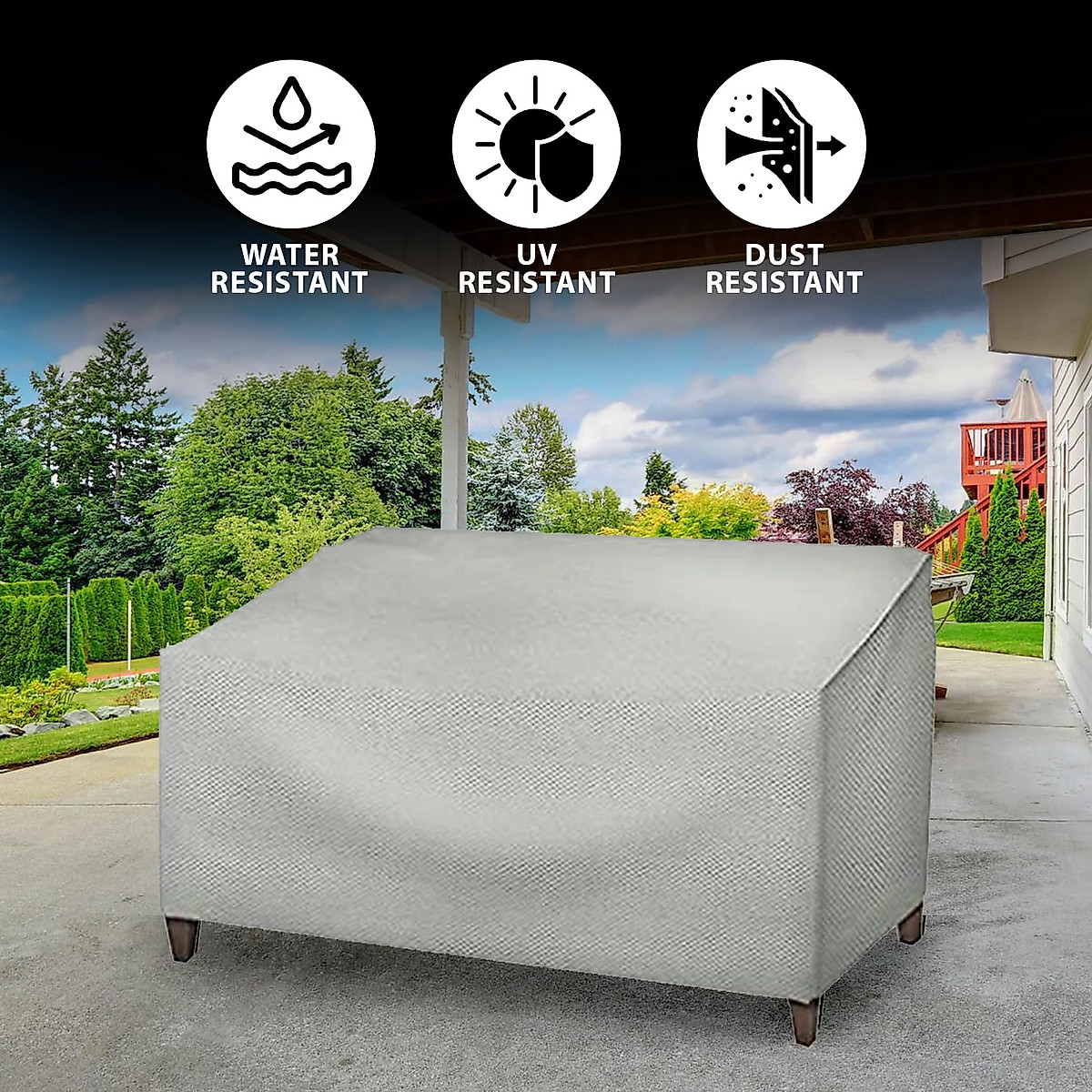 Patio Small Outdoor Loveseat Cover - Outdoor Patio Loveseat Washable - Heavy Duty Furniture 29x50x26 Inch Combo Cover