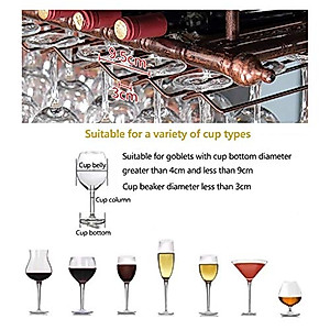 Ceiling Craft Wine Glass Stylish Simplicity Rack Vintage Wrought Iron Inverted Goblet Rack Simple Display Wine Glass Bracket Adjustable Height Bar Floating Wine Rack (Bronze 120 * 30Cm), PIBM, Blac