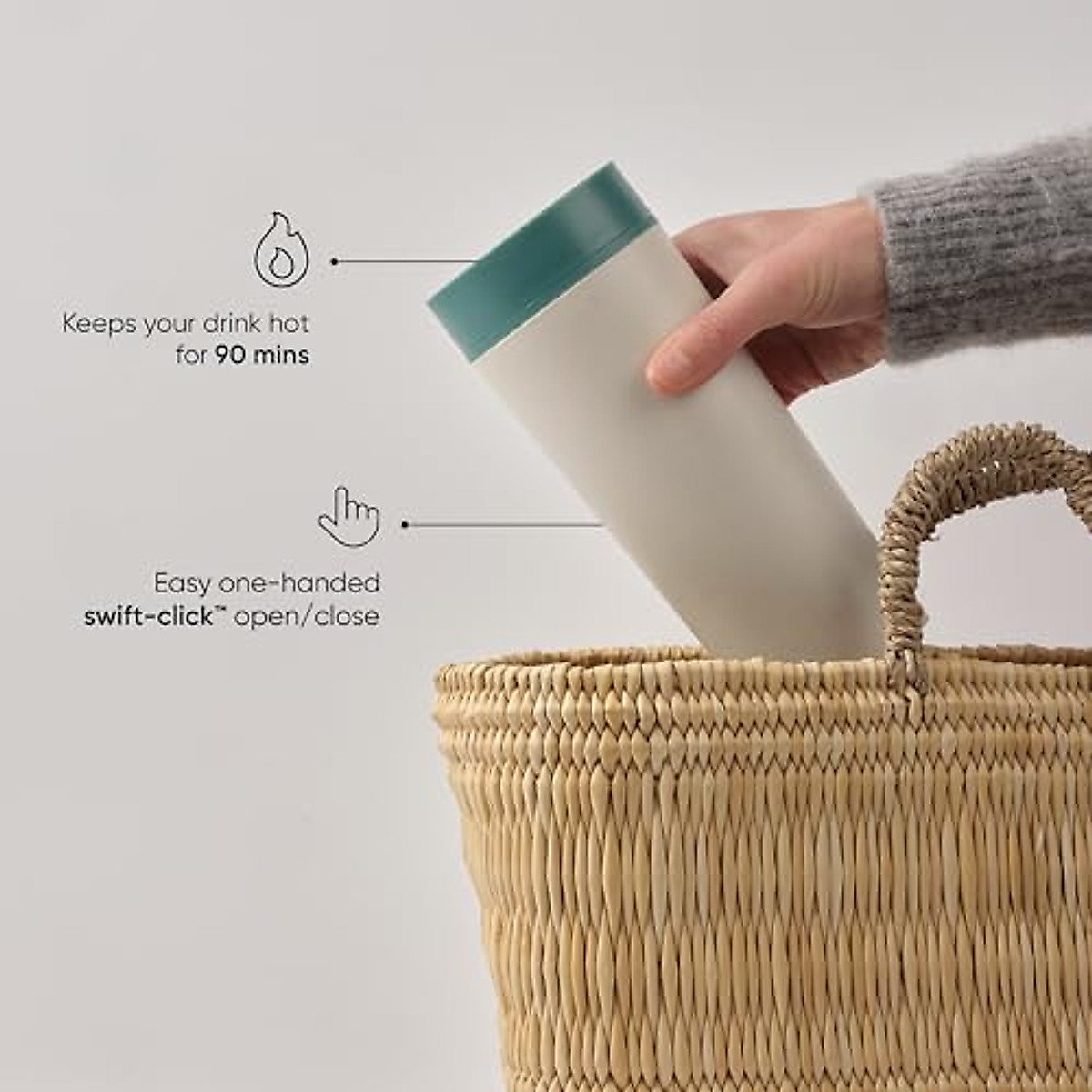 Circular & Co Insulated Reusable Coffee Cup - 8oz/227ml - Small Travel Mug - 100% Leakproof & Lockable - Push Top, One Hand Open, 360 Drinking Coffee Tumbler - Recyclable - BPA Free, Dishwasher Safe