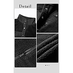 PRETTYGARDEN Women 2023 Fall Fleece Jacket Long Sleeve Casual Winter Lapel Button Fuzzy Sherpa Coats Outerwear with Pockets (Black, Medium)