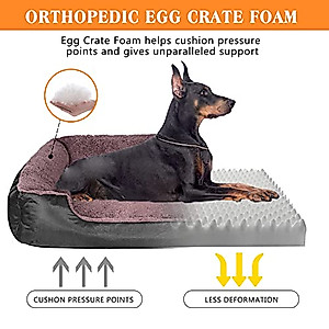 PUPPBUDD Orthopedic Dog Beds for Medium Dogs, Washable Bolster Dog Bed, Egg Creat Foam Pet Sofa with Removable Washable Cover, Waterproof Lining and Nonskid Bottom Couch for Comfortable Sleep