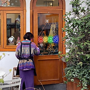 Open Signs for Business Ultra Bright LED Neon Open Sign 16 Inch Lighted Open Sign Electric Plug In Light Up Open Sign for Business Window Glass Storefront Door Shop Store Bar Salon Restaurant