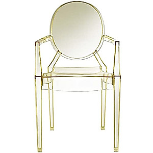 Modway Casper Modern Acrylic Stacking, Two Dining Armchairs, Yellow