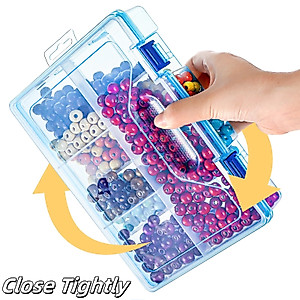 Covzoe 6 Pack Plastic Organizer Box with Adjustable Dividers, Double Layer Bead Organizer 8 Large Grids, Clear Tackle Storage Box Snackle Container for Art DIY Craft Jewelry Fishing