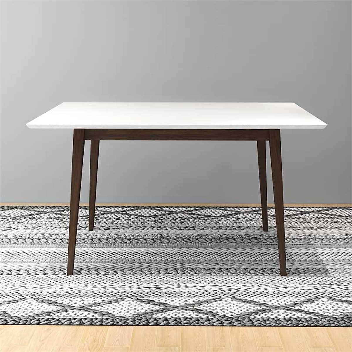 Allora 47" Mid-Century Modern Universal Top Rectangle Modern Wood Dining Table for Kitchen, Dining Room in Walnut and White