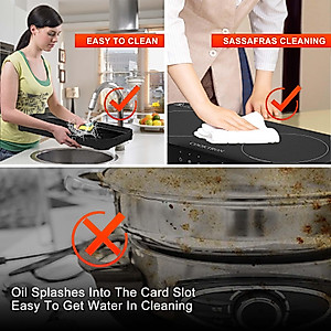 COOKTRON Portable Induction Cooktop 2 Burner with Removable Iron Cast Griddle Pan Non-stick, 1800W Double Induction Cooktop with Child Safety Lock & Time, Great for Family Party