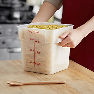 uVeans COMBO PACK Square Sous Vide Containers With Lids - 8 Quart Restaurant Supplies Food Containers - 4 Containers and 4 Lids Food Service