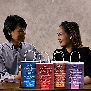 16 Pcs Religious Hymn Gift Bags Inspirational Paper Gift Bag with Handles Welcome Church Bag for Baptism Favors Wrapping Christening Baptism Gifts Party Communion Christmas, 5.9 x 3.1 x 8.3 Inches