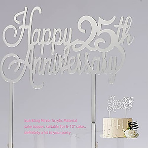 25th Anniversary Decorations, Happy 25th Wedding Anniversary Decorations with Banner, 25th Cake Topper, Huge Number Letter, Gold Star Hanging, Balloons for Happy 25th Anniversary Decorations