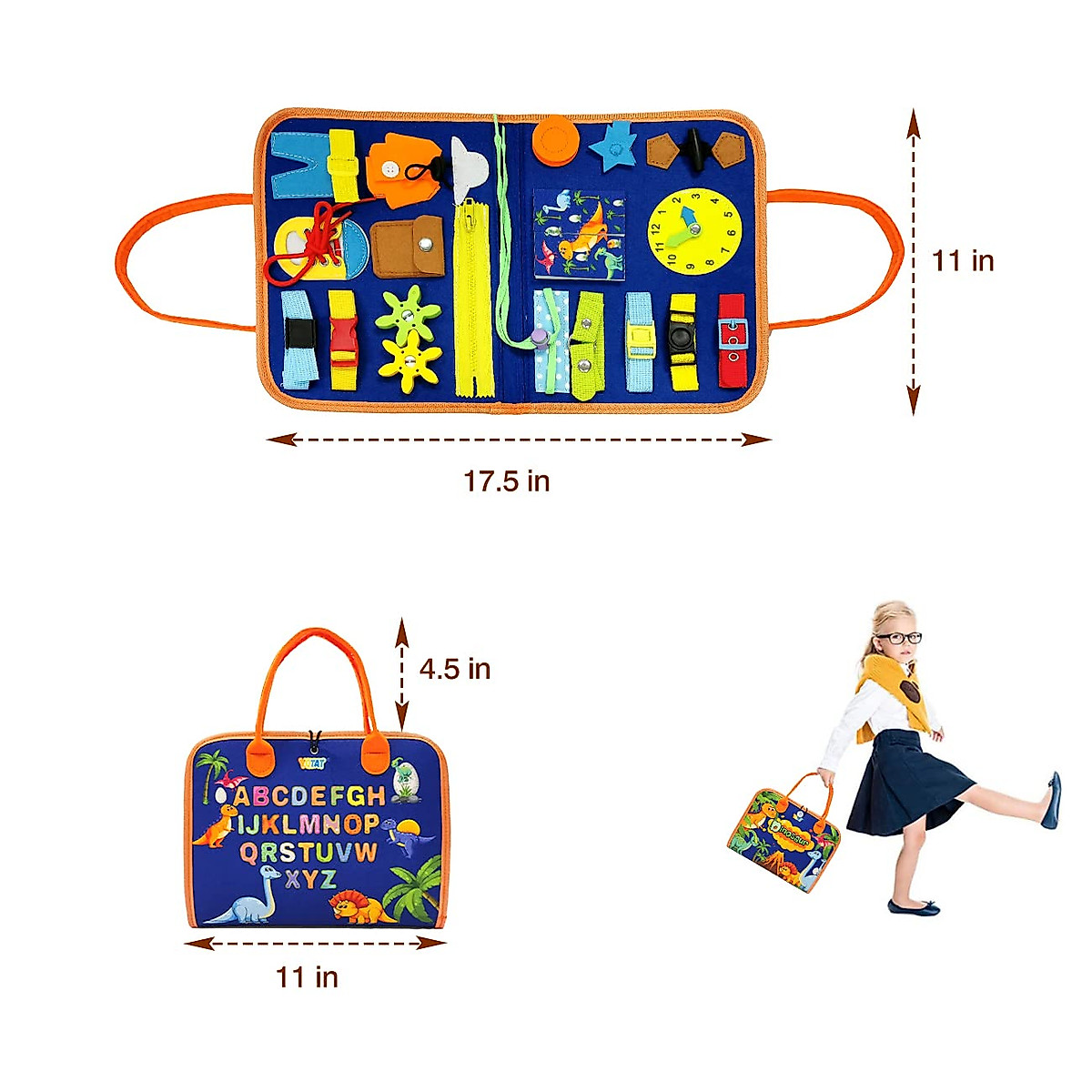 YQTAT Montessori Toys for 1 2 3 Year Old, Busy Board Toddler Toys for Learning Fine Motor Skills, Travel Toys for Plane and Car, Preschool Educational Sensory Toys,Creative Gift for Boy Girl