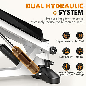 Mini Mute The Sound Stair Stepper,300LBS Loading Capacity, with LCD Monitor Floor mat Resistance Rope Hydraulic Fitness Stepper for Home Desk or Office Workouts-Black & White