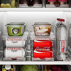 TCHCWYS 4 Pack Stackable Soda Can Organizer with Lids, Refrigerator Organizer Bins, Can Holder Dispenser for Refrigerator, Pantry, and Cabinets, BPA-Free, Holds 12 Cans Each (4)