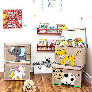 Hurricane Tots Large Toy Chest. Canvas Soft Fabric Children Toy Storage Bin Basket with Flip-top Lid. Collapsible Gray Toy Box for Kids, Boys, Girls, Toddler and Baby Nursery Room
