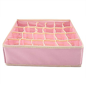 Bunny Kachu Sock Drawer Organizer, Durable Soft Nonwoven Fabric and Paper Board Container Grid Divider Design Storage Box for Household(Pink)