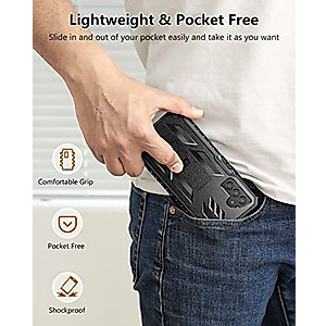 for Samsung Galaxy A13 5G Case: TPU Soft Shock Proof Protection | Matte Textured Design Shell - Heavy Duty Military Grade Rugged Cell Phone Protective Cover with Kickstand for A13 5G (Black)