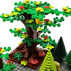 ZHX Garden Park Building Block Parts Botanical Scenery Accessories Plant Set Building Bricks Toy Trees Flowers Compatible All Major Brands (Without Baseplate)