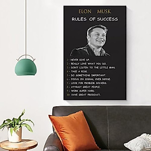 Khglxm ELON MUSK Motivational Poster Rules of Success Canvas Wall Art Prints for Wall Decor Room Decor Bedroom Decor Gifts Posters 08x12inch(20x30cm) Unframe-style