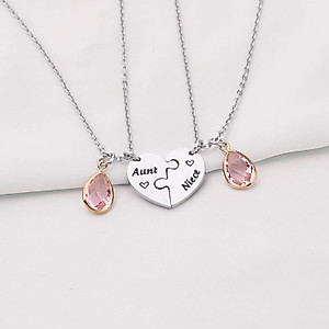UJIMS Aunt and Niece Heart Matching Necklace Set Auntie Niece Jewelry for Her Niece Birthday Gift Aunt Gift from Niece Nephew (Auntie Niece Necklace)