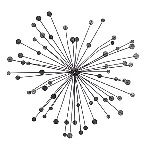 Deco 79 Metal Sunburst Wall Decor with Crystal Embellishment, Set of 3 16", 20", 24"W, Black