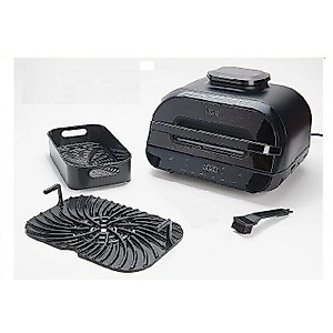 Ninja FG551 Foodi Smart XL 6-in-1 Indoor Grill with 4-Quart Air Fryer Roast Bake Dehydrate Broil and Leave-in Thermometer, with Extra Large Capacity, and a stainless steel Finish (Renewed)