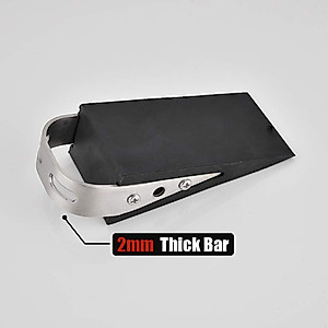 JQK Heavy Duty Door Stopper Rubber Wedge, 304 Stainless Steel Security Door Stops Works On All Floor Types, Brushed(4 Pack), DSB6-BN-P4