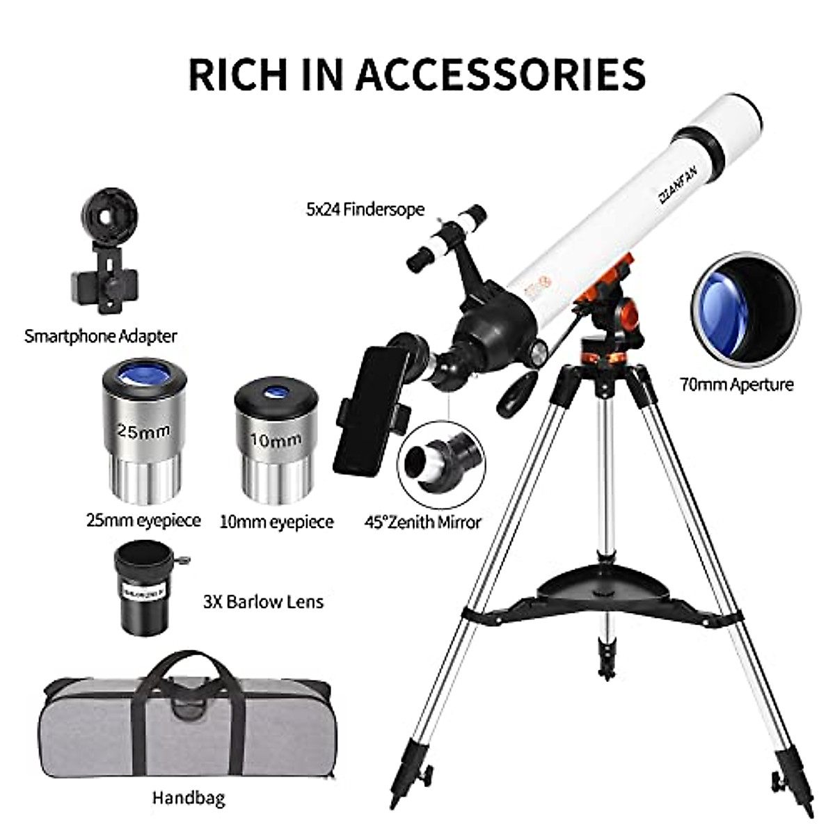 Telescope,Telescopes for Adults Astronomy,70mm Aperture 700mm Focal Length Professional Refractor Telescope for Kids and Beginners with Phone Adapter, AZ Mount and Tripod to Viewing Planets and Moon