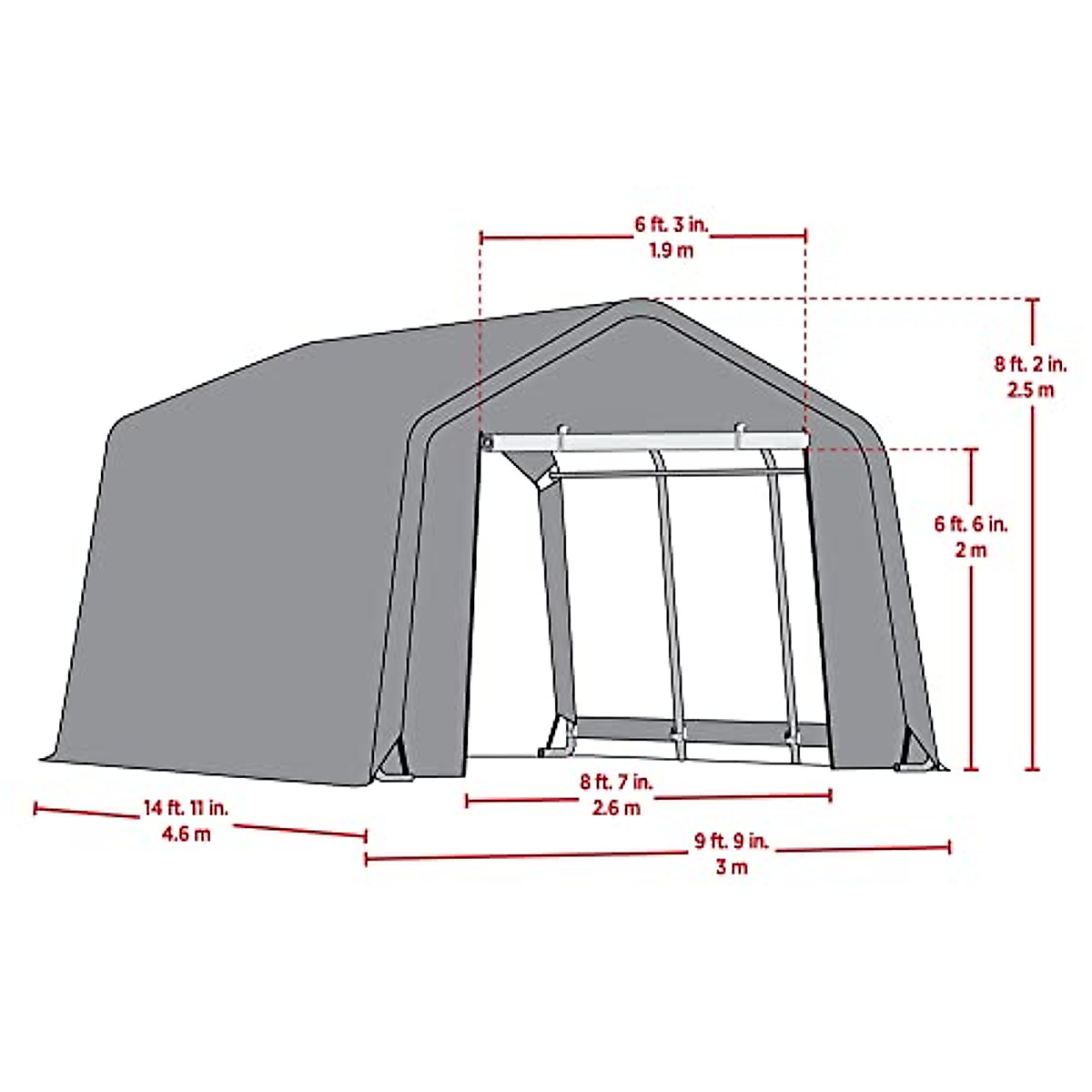 Scotts 10' x 15' x 8' All Season Outdoor Storage Shed with Waterproof Cover, Green