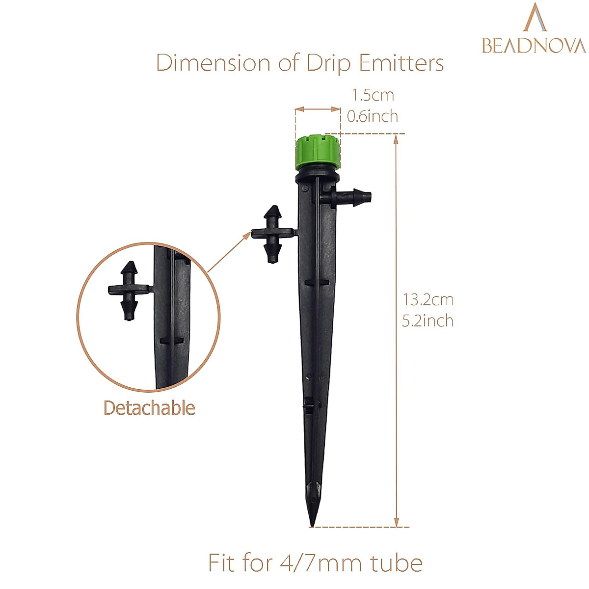 BEADNOVA Irrigation Drippers 50pcs Drip Emitters for 1/4 Inch Irrigation Sprinkler 360 Degree Micro Sprinkler Adjustable Drip Irrigation Heads Drippers for Drip Irrigation Parts Garden Patio Lawn