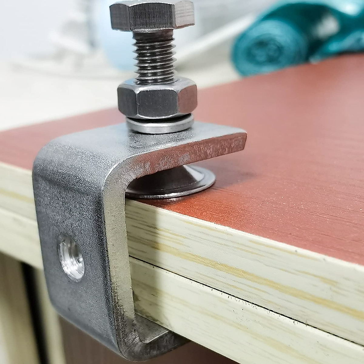 OBPFY OBPSFY 2PCS C-Clamp Heavy Duty Woodworking Clamp Set,304 Stainless Steel C Clamp Tiger Clamp Tools with Wide Jaw Openings for Welding/Carpenter/Building/Household, Silver- 2