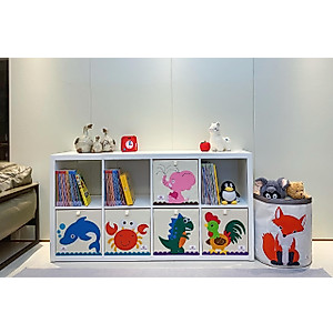 BETTENKO Foldable Animal Cube Storage Bins,Washable Toy Storage Organizer Boxes Bins Baskets for Kids,Boys,Girls,Nursery,Playroom,Storage Chest with Handle & Upgrade PP Partition,13 inch (Crab)