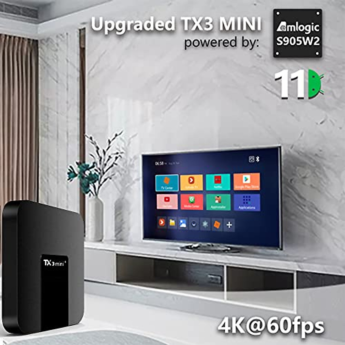 TX3 Mini+ Smart Android TV Box Android 11 TV Box 2GB RAM/16GB ROM Amlogic S905W2 Quad Core 64 Bits 2.4G/5G WiFi Smart 4K TV Box - Model No.: TX3mini+ 2GB 16GB