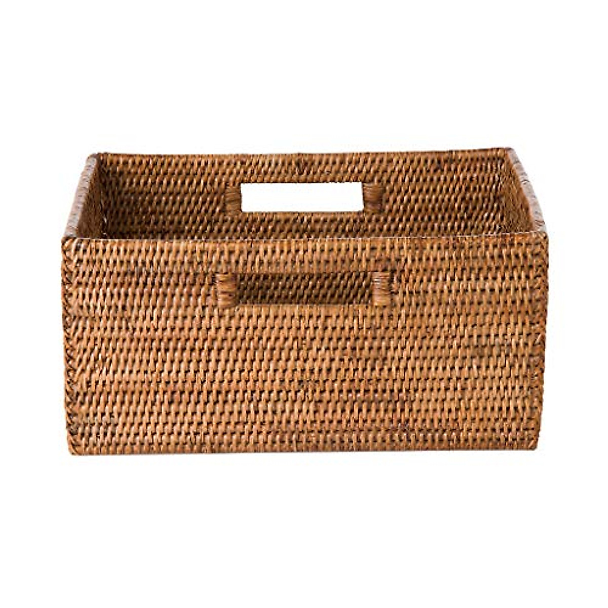KOUBOO La Jolla Rattan Shelf Handles, Medium, Honey-Brown Storage Basket,