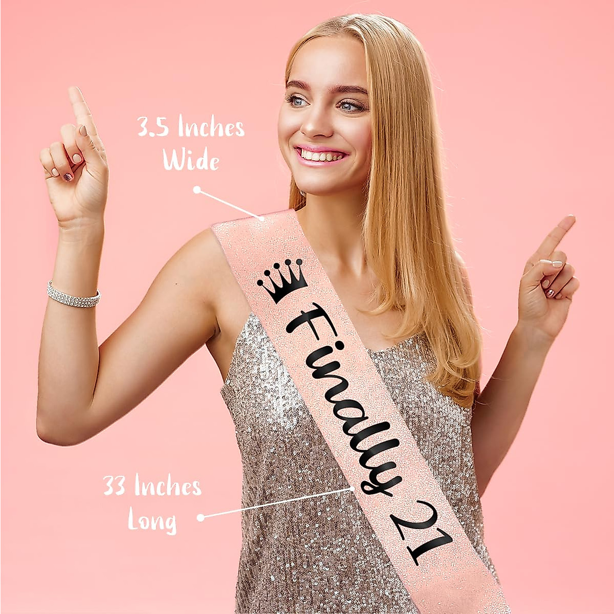 21st Birthday Party Decorations for Her Rose Gold Supplies Big Set with Birthday Banner and 21 BDay Digit Balloons for Women Including Latex and Confetti Balloons