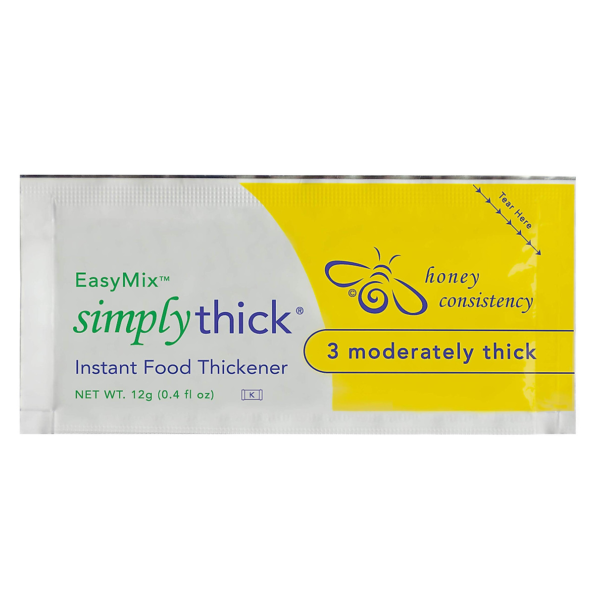 SimplyThick EasyMix | 100 Count of 12g Individual Packets | Gel Thickener for those with Dysphagia & Swallowing Disorders | Creates An IDDSI Level 3 - Moderately Thick (Honey Consistency)