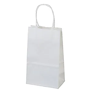 Flexicore Packaging 5.25"x3.25"x8" - 25 Pcs-White Kraft Paper Bags, Shopping, Merchandise, Party, Gift Bags