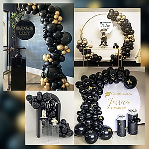 Moukiween 130PCS Black Balloon Garland Arch Kit, Different Size 18 12 10 5 Inch Party Latex Balloons Kit for Halloween, Graduation, Birthday Party, Wedding Balloon Decoration