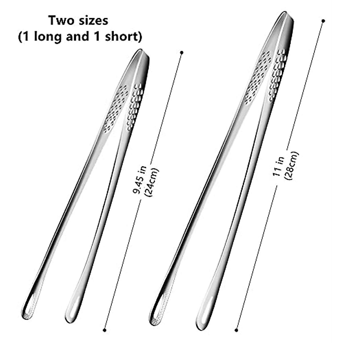 Korean Bbq Tongs Set, Korean Barbecue Tongs,Grill Tongs,Kitchen Tongs For Cooking,Stainless Steel Meat Tongs, Food Tongs, Bread Clip,Ice Tongs, Clip Head Hollow Design, (One Long And One Short)
