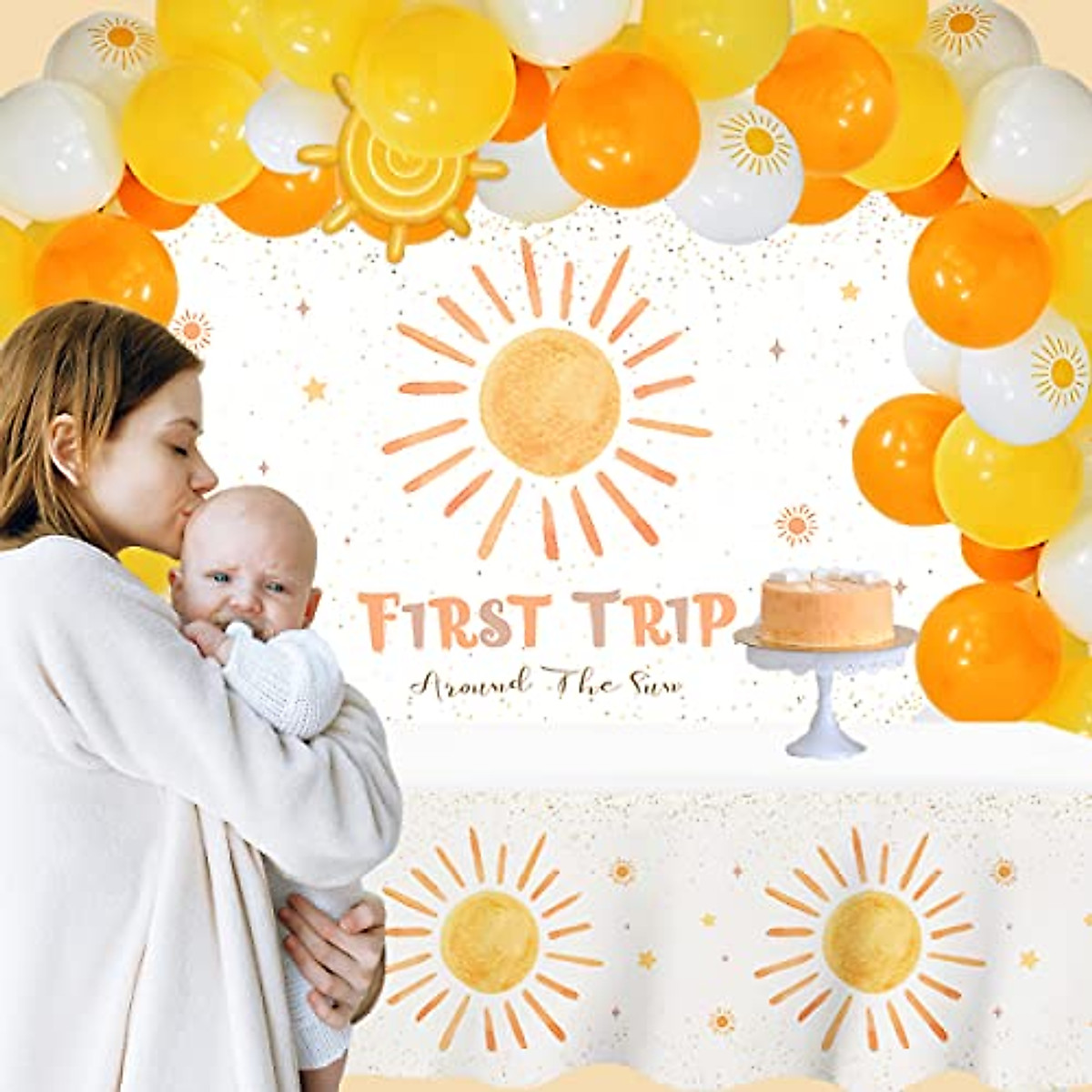 First Trip Around the Sun Birthday - Boho Sun Party Decorations First Trip Background Sun Balloons 1st Birthday Party Supplies Balloon Arch Wreath Kit Decorative Baby Bath Supplies
