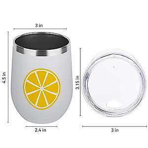silichee 20 Oz Stainless Steel Wine Tumbler with Lid Yellow Lemon Icon Isolated Flat Fruit Insulated Tumblers Vacuum Coffee Mugs for Hot and Cold Drinks,Coffee,Wine
