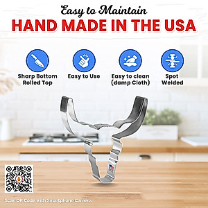 Bull Skull Longhorn Cookie Cutter 4.75 Inch – Made in the USA – Foose Cookie Cutters Tin Plated Steel - Bull Skull Longhorn Cookie Mold