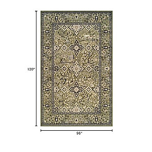 BNM Indoor Large Area Rug with Jute Backing, Traditional Geometric Floral Carpet Decor, Perfect for Living/Dining Room, Kitchen, Bedroom, Office, Hardwood, Entry, Radcliff Collection, 8' x 10'