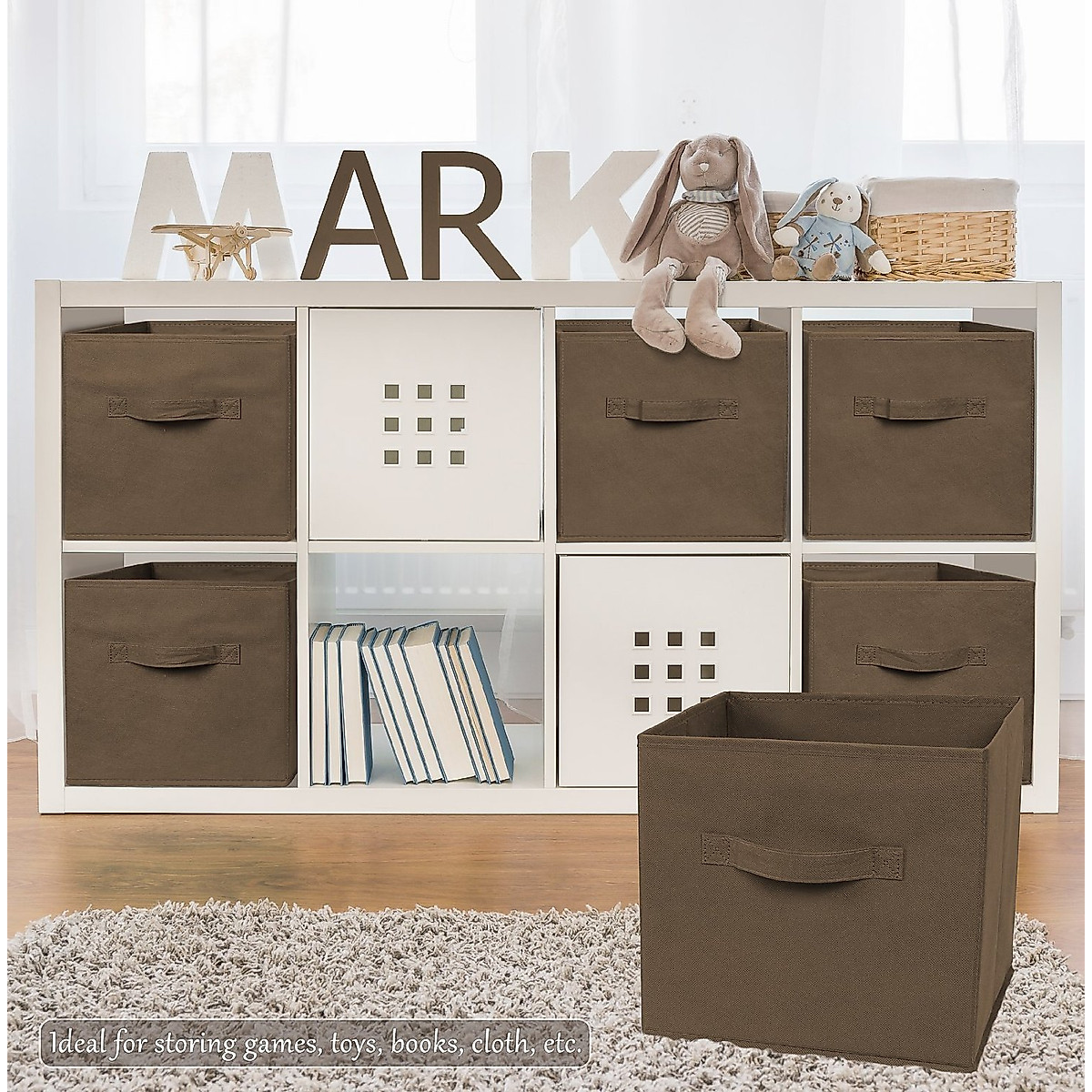 Greenco Foldable Storage Cubes Non-woven Fabric -6 Pack-(Brown)