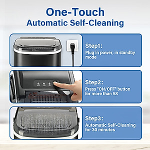 HealSmart Portable Ice Maker for Countertop, 6 Mins 9 Ice Cubes, 26lbs Ice/24H, Self-Cleaning, with Ice Spoon and Basket, for Home/Kitchen/Office/Camping/Party, Black