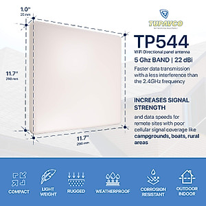 Tupavco TP544 WiFi Panel Antenna (5GHz) (22dBi) Outdoor Directional (4900-5850 MHz) Wireless Network Signal (Pole Mast Mount) Weatherproof High-Gain Long Distance Range (N-Female Connector)